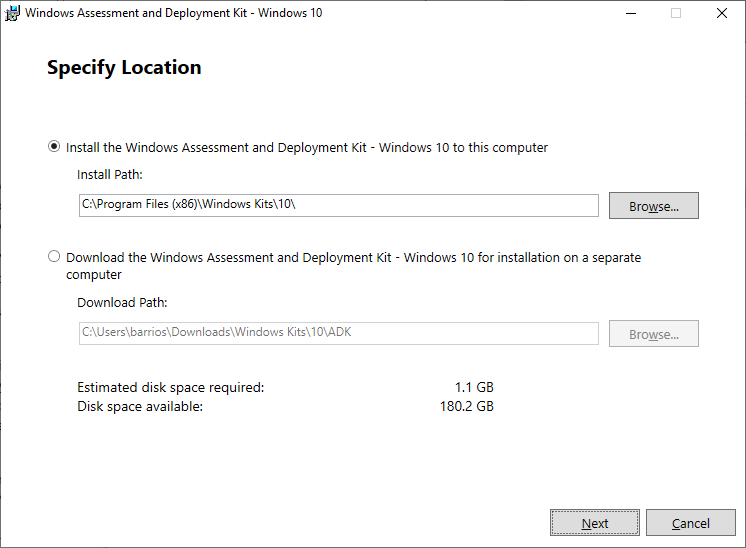 Installing Windows ADK for Windows 10 version 1903 + Windows PE add-on ...